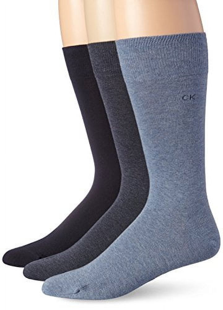 Calvin Klein Men 3 Pack Cotton Rich Rib Knit Socks, Heather Stonewash ...