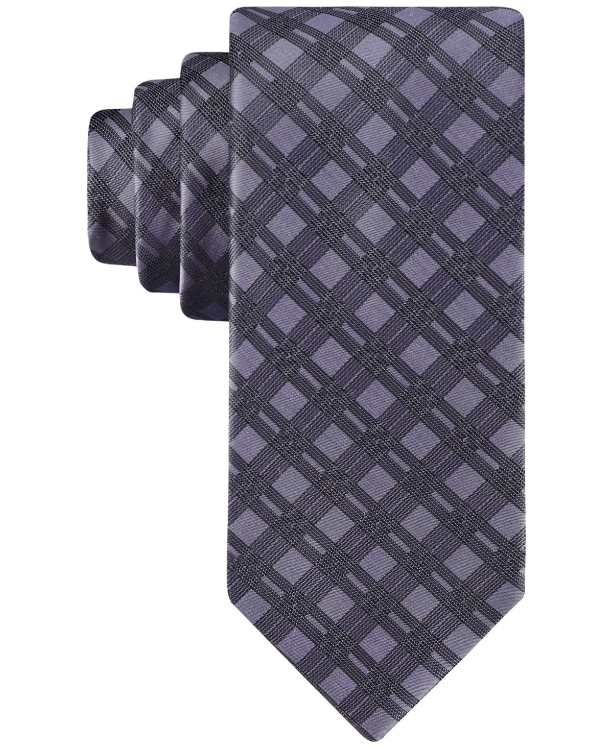 Calvin Klein Men Regular fit Tie Necktie One Size Purple Plaid Double ...