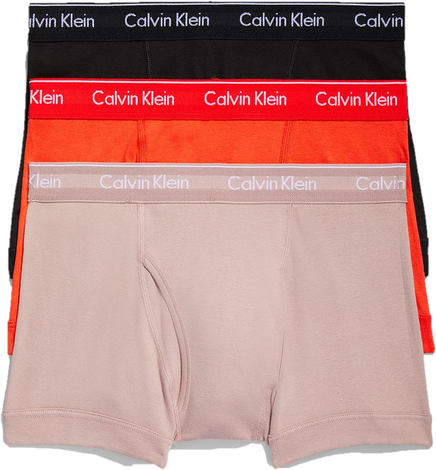 Calvin Klein Men's Cotton Classics 3-Pack Trunk, Summer Taupe, Fiesta ...