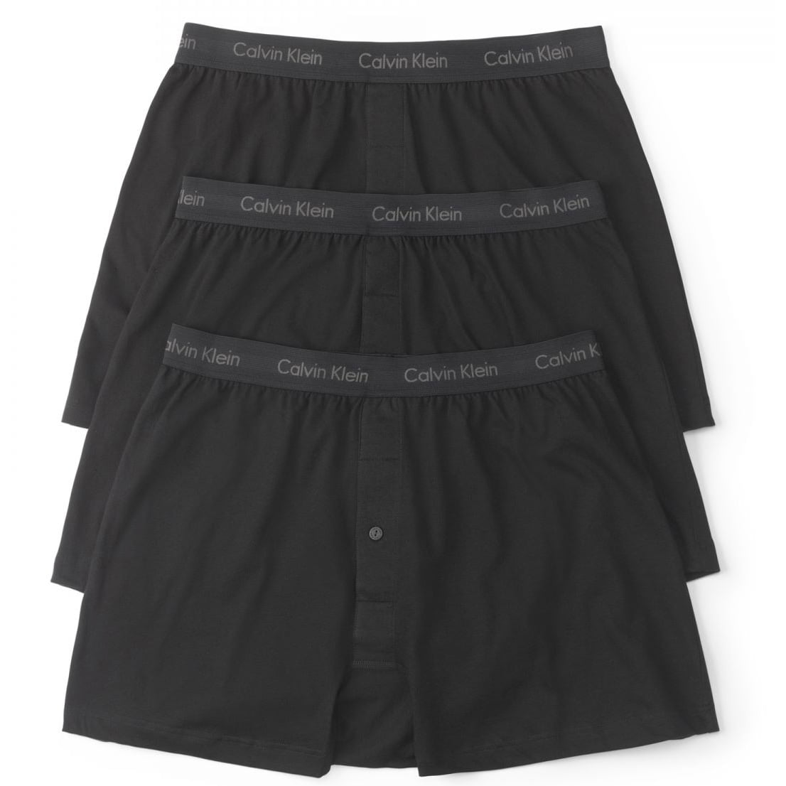 Calvin Klein Men's Medium Size Cotton Classics 3-Pack Knit Boxer, Black ...