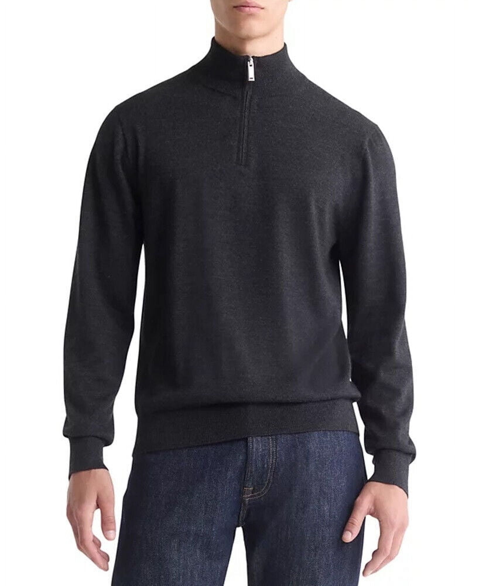 Calvin Klein Men's Extra Fine Merino Wool Blend Quarter Zip Sweater ...