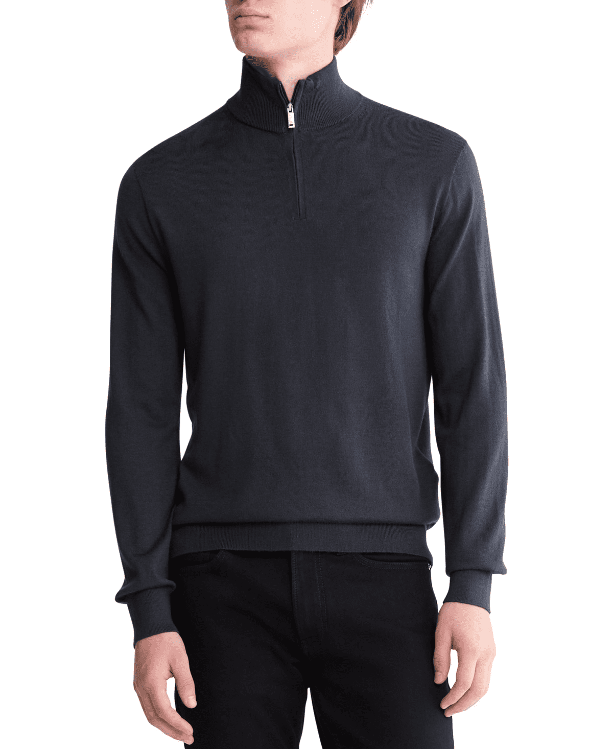 Calvin Klein Men's Extra Fine Merino Wool Blend Quarter Zip Sweater ...