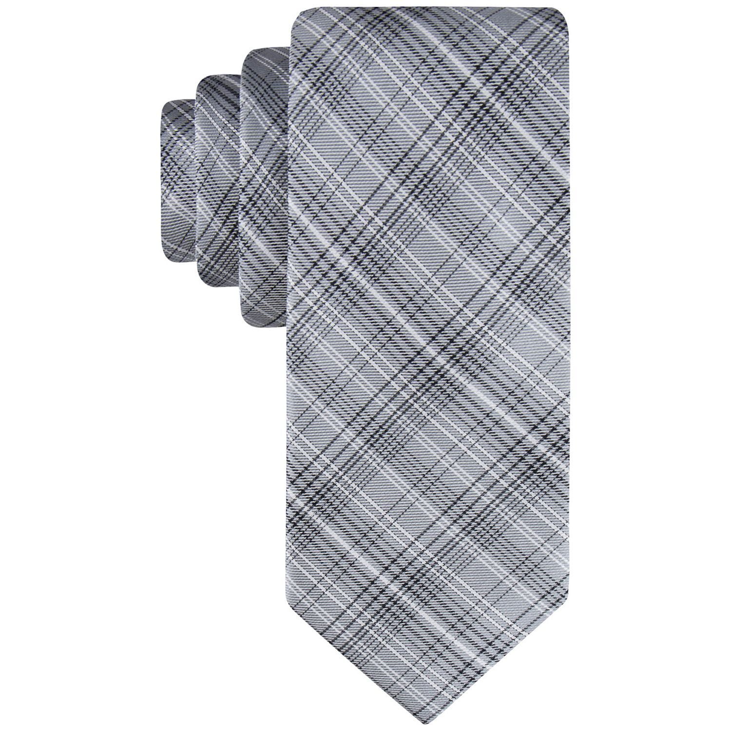 Calvin Klein Men's Fine Wire Plaid Tie Grey Necktie - Walmart.com