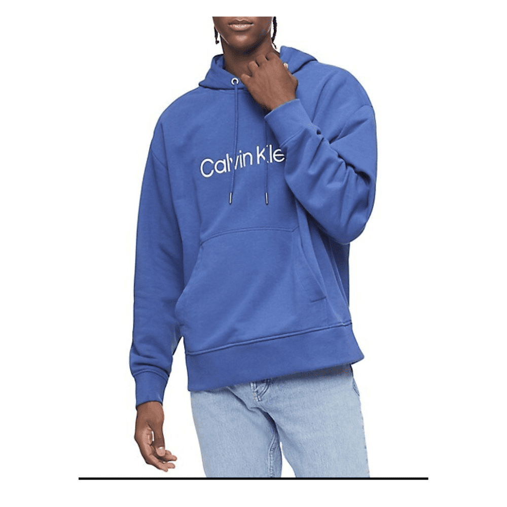 Calvin Klein Men's, Relaxed Fit French Terry Logo Hoodie, Twilight Blue ...