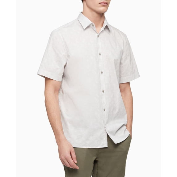 Calvin Klein Men’s Short Sleeve Stretch Cotton Pattern Shirt, Light ...