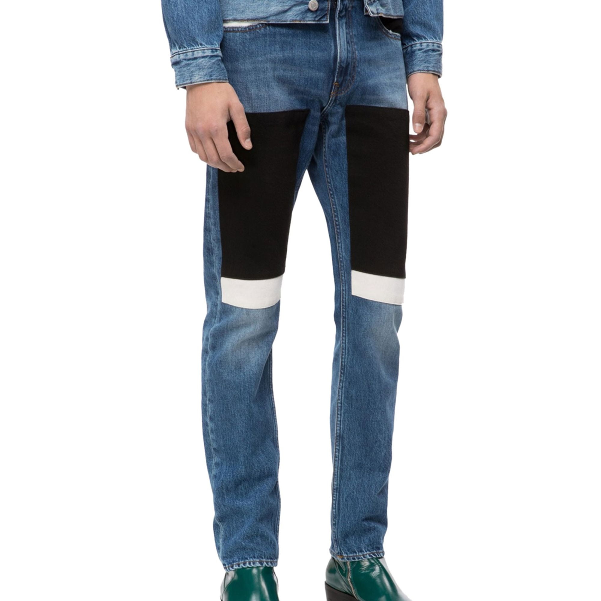 Calvin Klein Mens Colorblocked Slim Fit Jeans, Blue, 31W x 32L ...