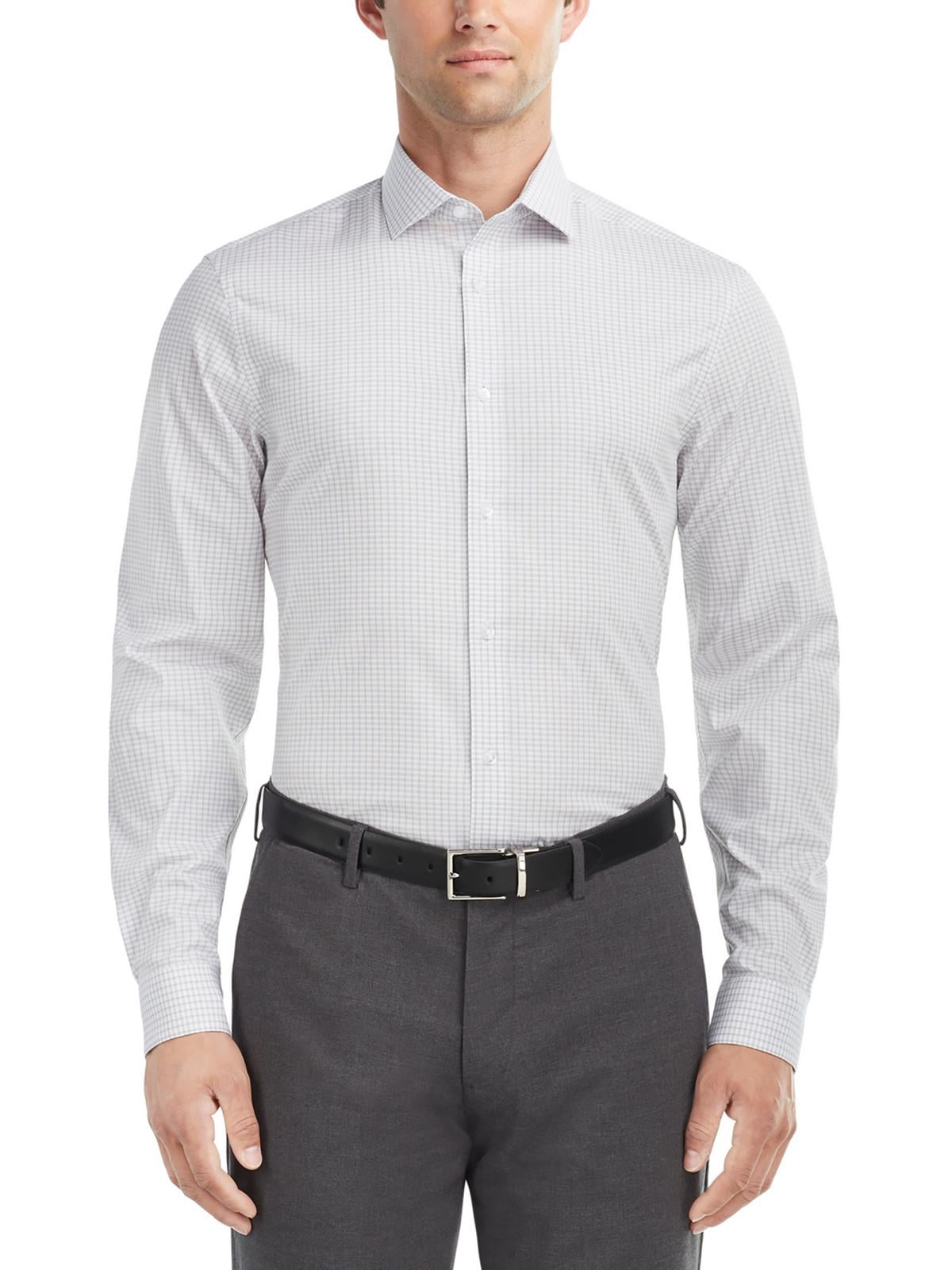Calvin Klein Mens Slim Window Pane Cotton Button-Down Shirt - Walmart.com