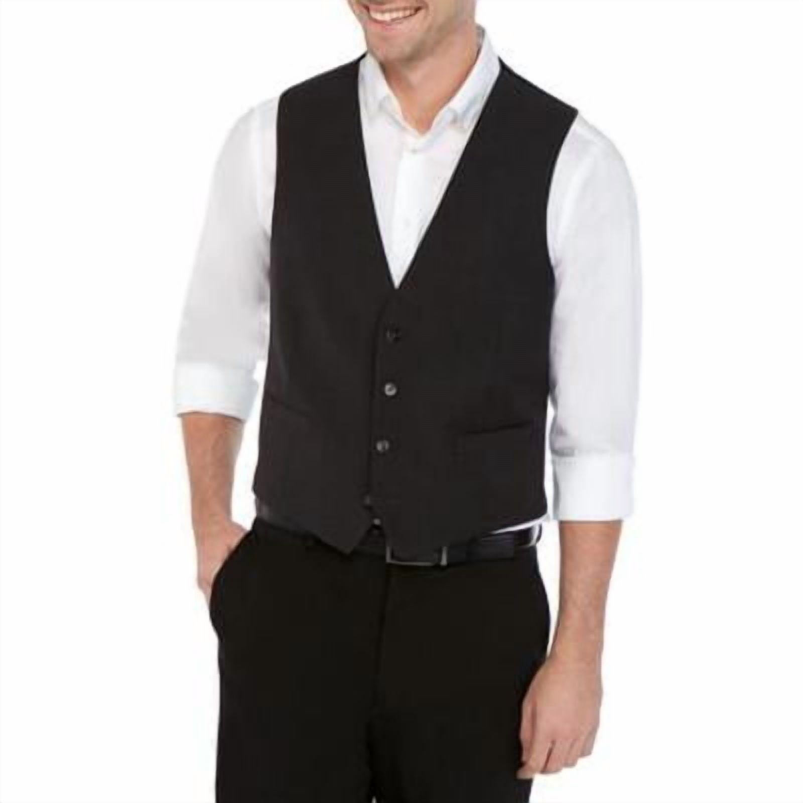 Calvin Klein Mens Slim fit Button-Up Suit Vest Large Charcoal Grey ...