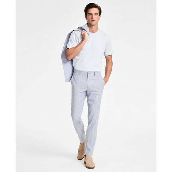 Calvin Klein Mens Slim fit Dress Pants 32 / 30 Light Blue Striped ...
