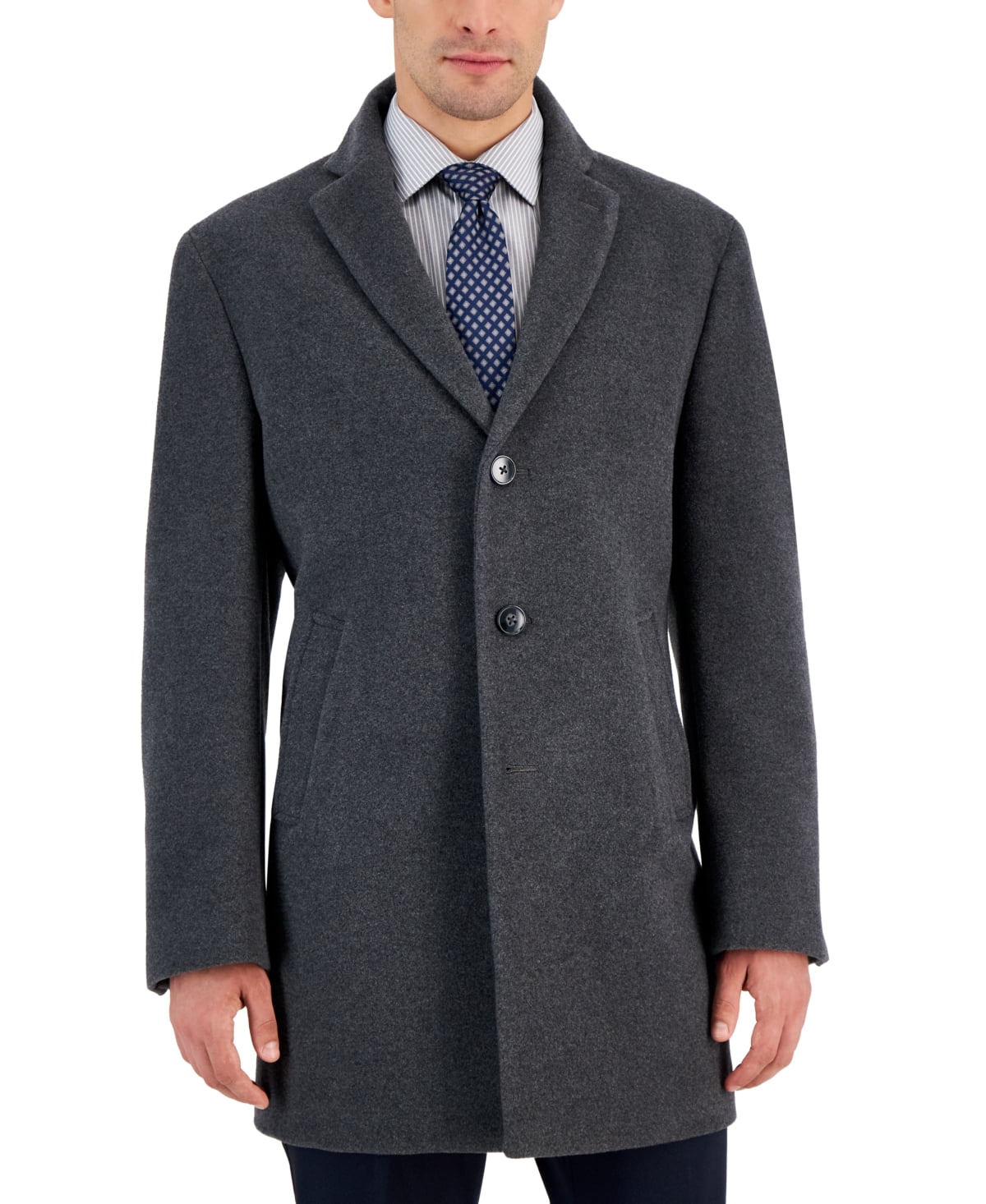 Calvin Klein Mens Slim fit Overcoat Coat 42 R Grey Solid - Walmart.com