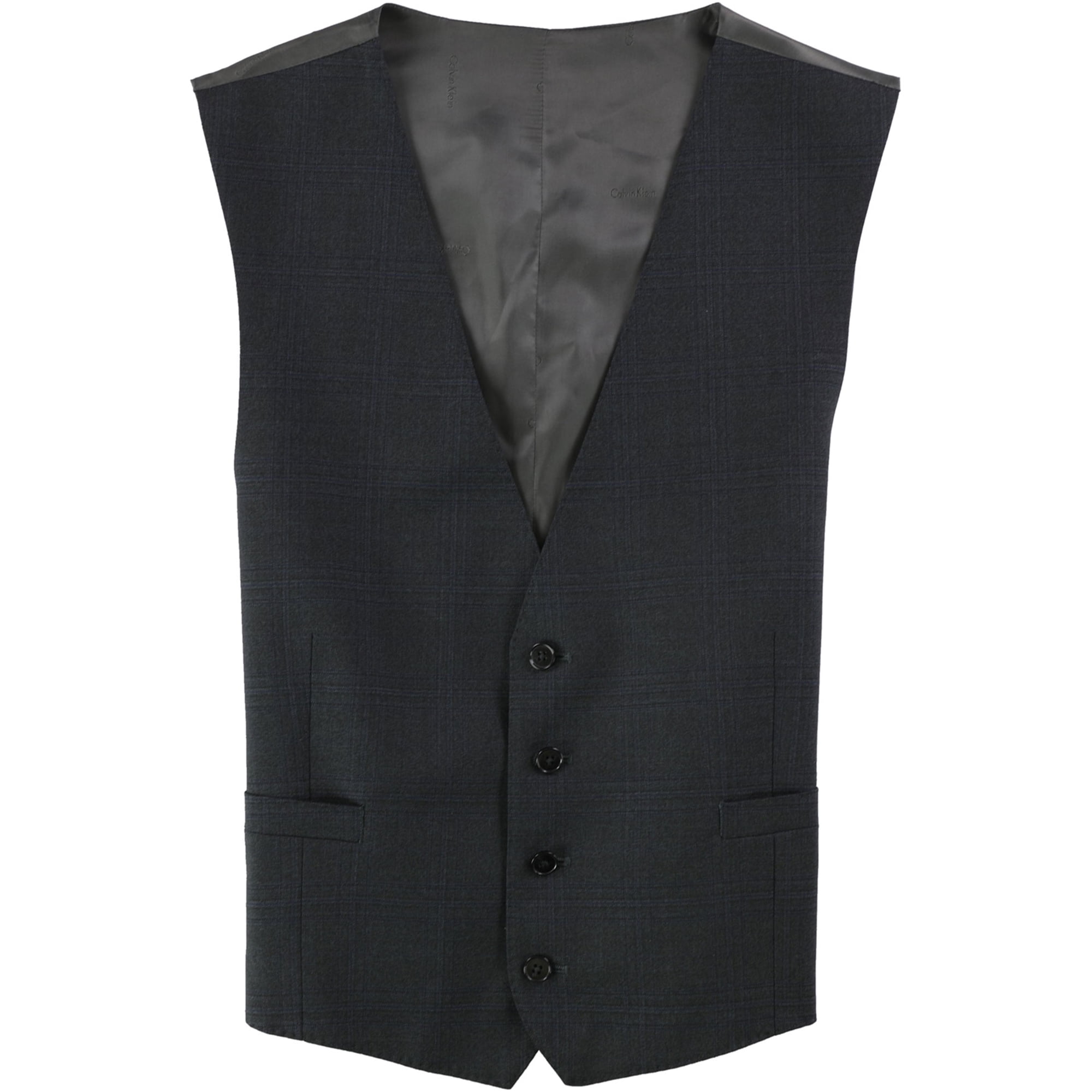 Calvin Klein Mens Windowpane Four Button Vest, Grey, 44 Short - Walmart.com