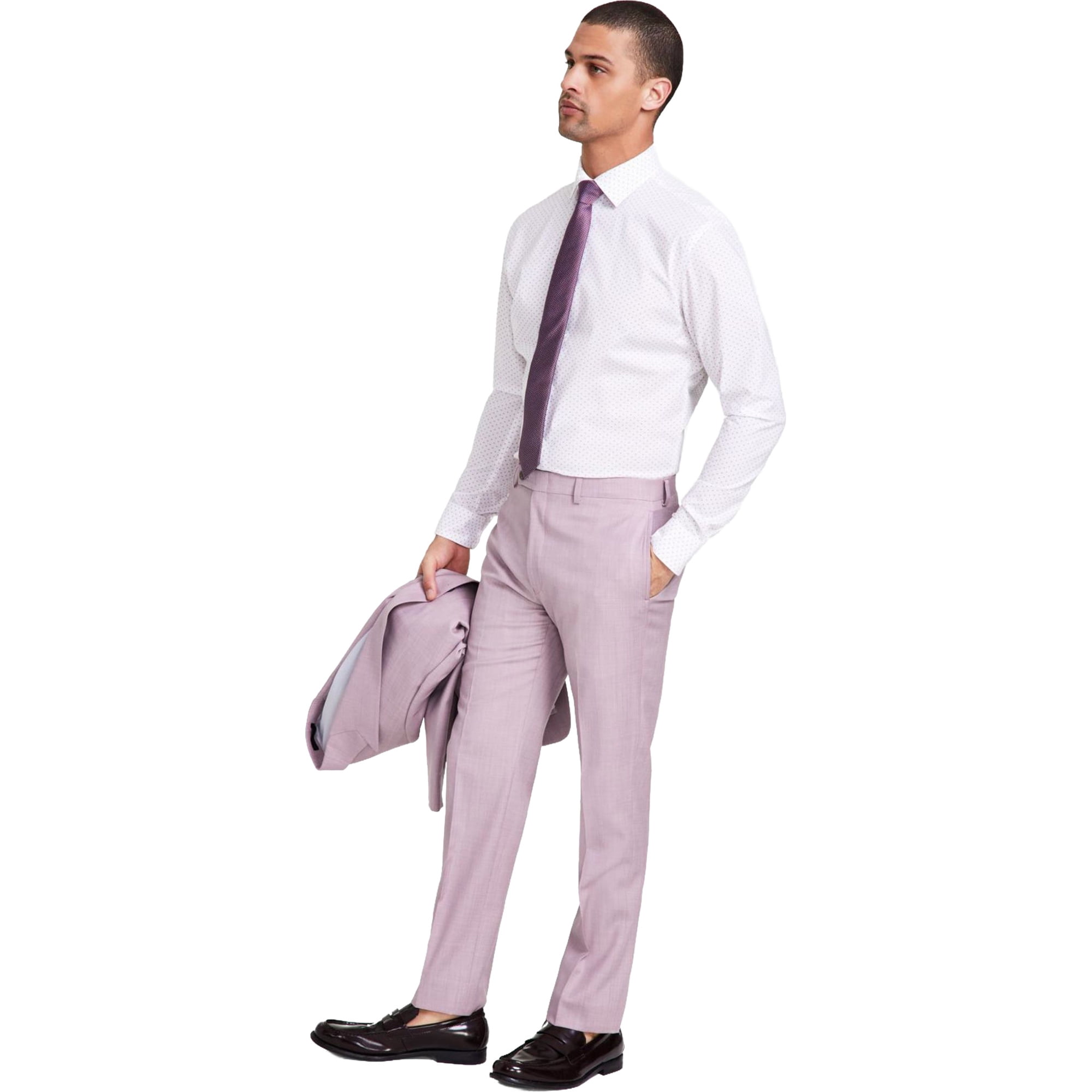 Calvin Klein Mens Wool-Blend Stretch Sharkskin Dress Pants Slacks, Pink ...