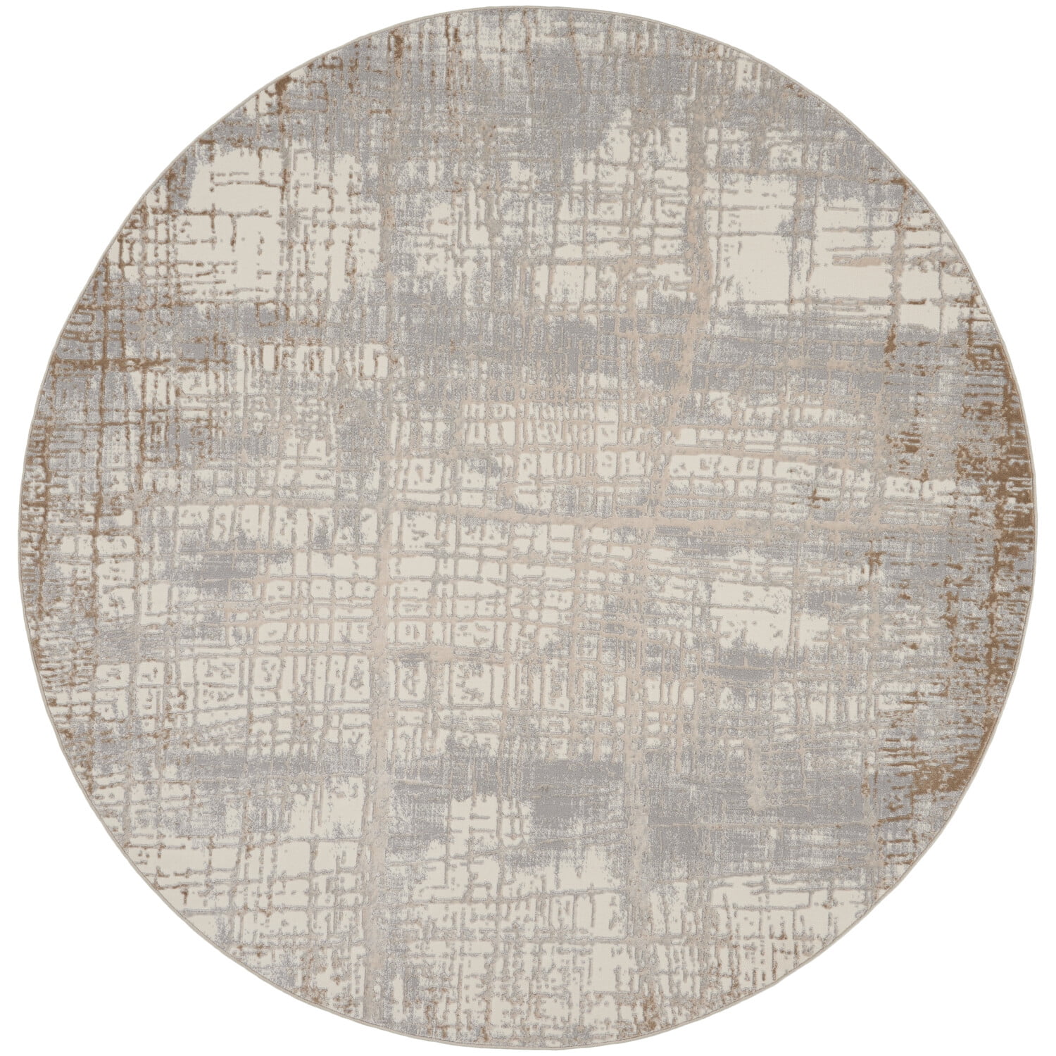 Calvin Klein Rush Contemporary Abstract Area Rug 8' Round - Ivory/Taupe ...