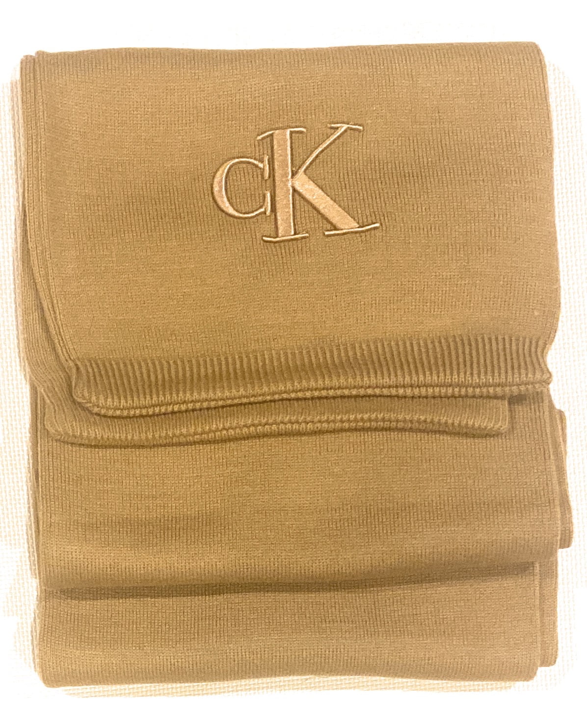 Calvin Klein Scarf with CK Logo - Heather Brown - Khaki color OS ...
