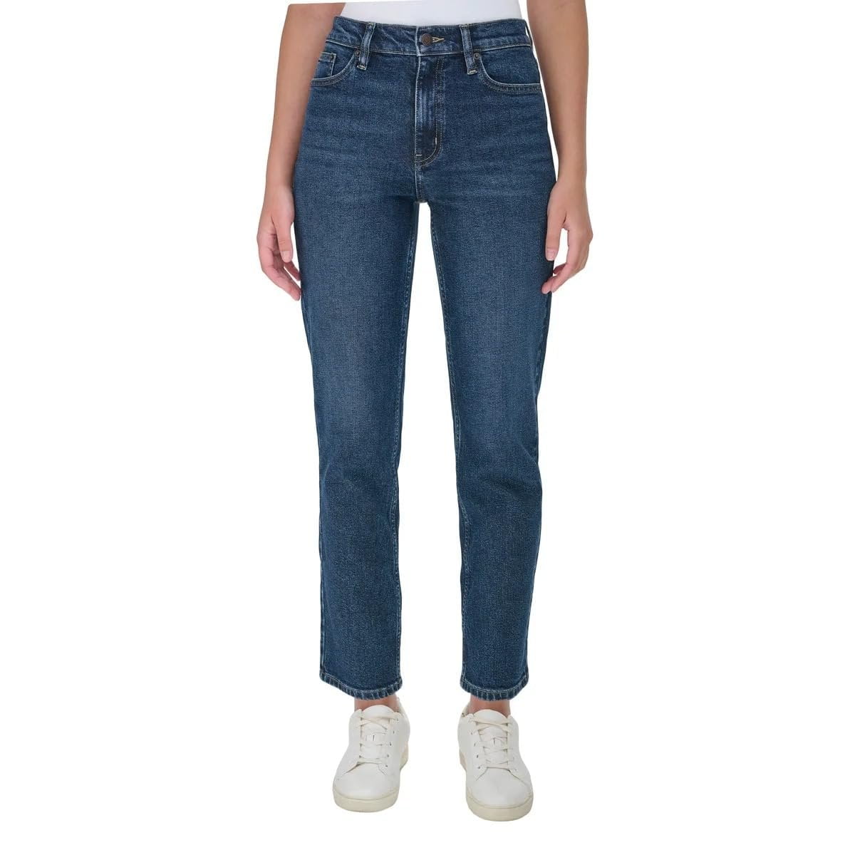 Calvin Klein Women High Rise Straight Leg Jean Dark Blue, 8 - Walmart.com