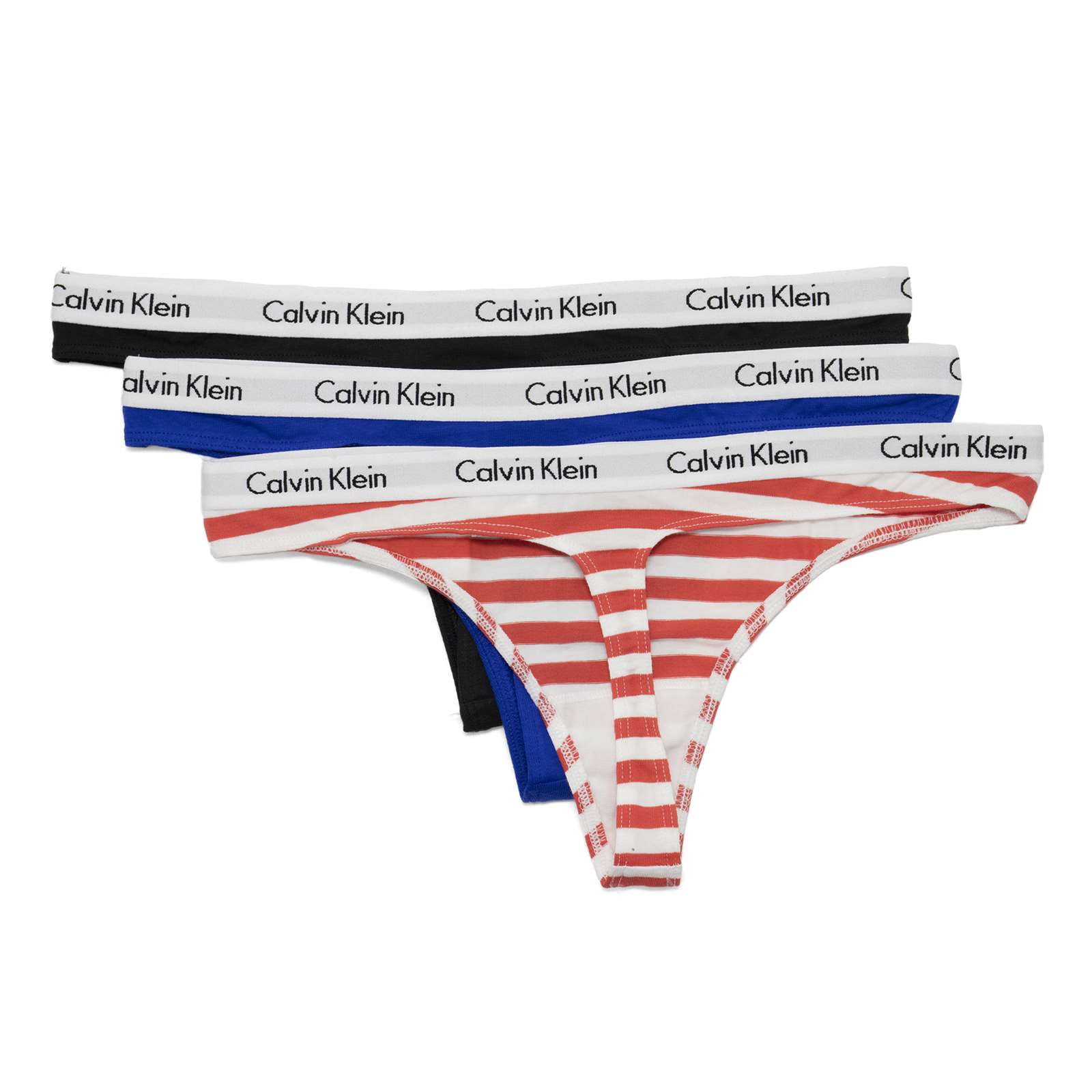 Calvin Klein Women's 3 Pack Carousel Thong, Strawberry Shake \ Black,L ...