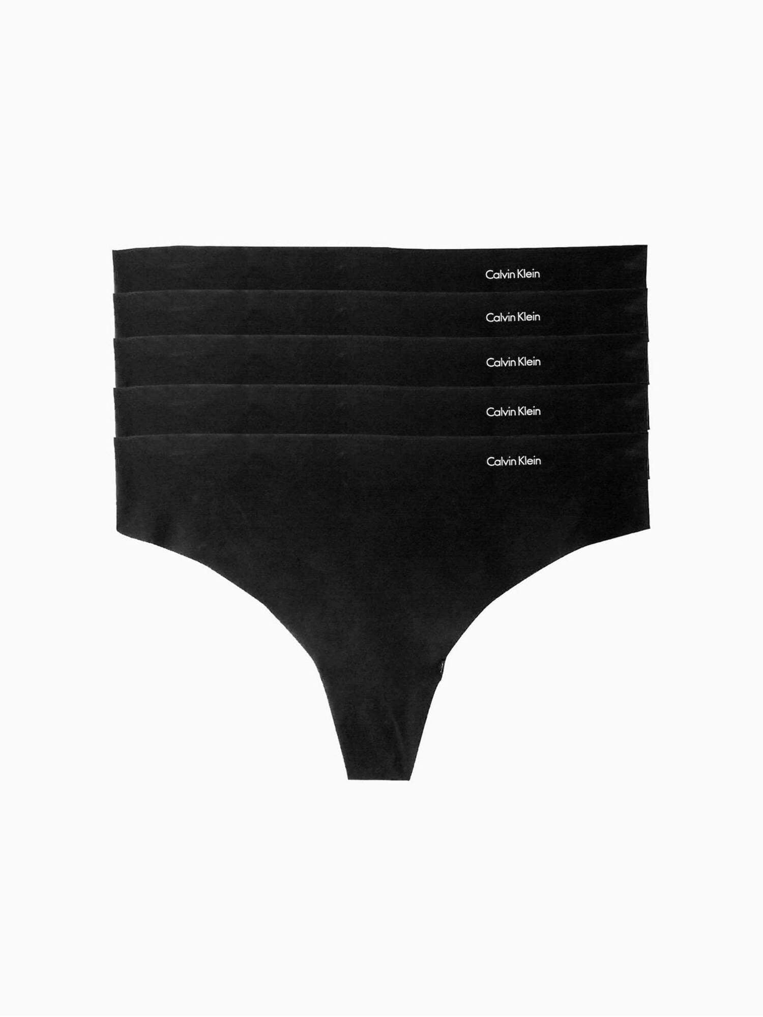 Calvin Klein Women's Invisibles 5 Pack Seamless Thong Black QD3556 001 ...