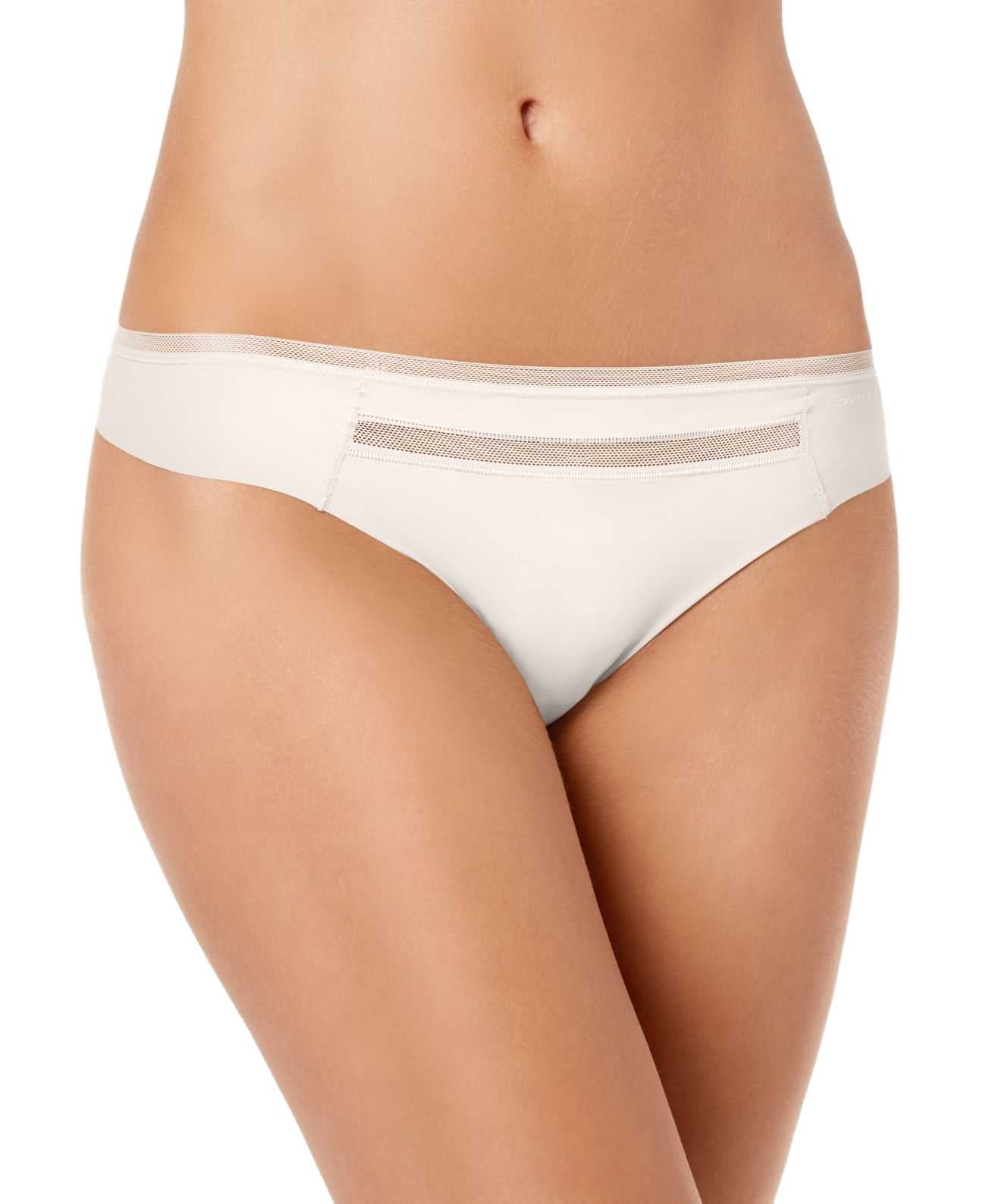 Calvin Klein Women’s Invisibles Mesh-Trim Thong Pantys, Ivory, Medium - Walmart.com