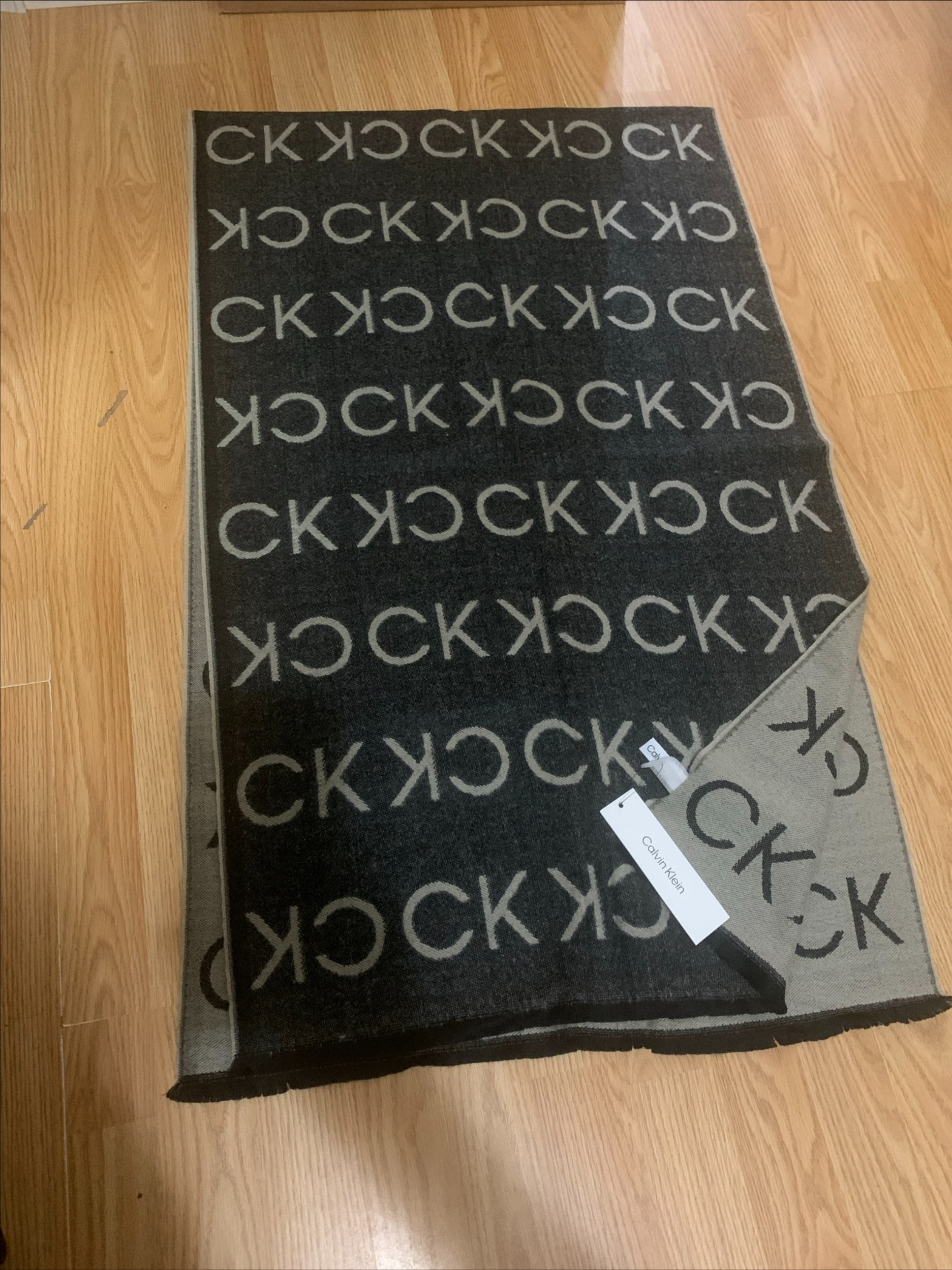 Calvin Klein® Women's Monogram CK Logo-Print Pashmina Wrap Scarf ...