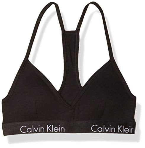 Calvin Klein Women's Motive Cotton Lightly Lined Bralette, Black, M ...