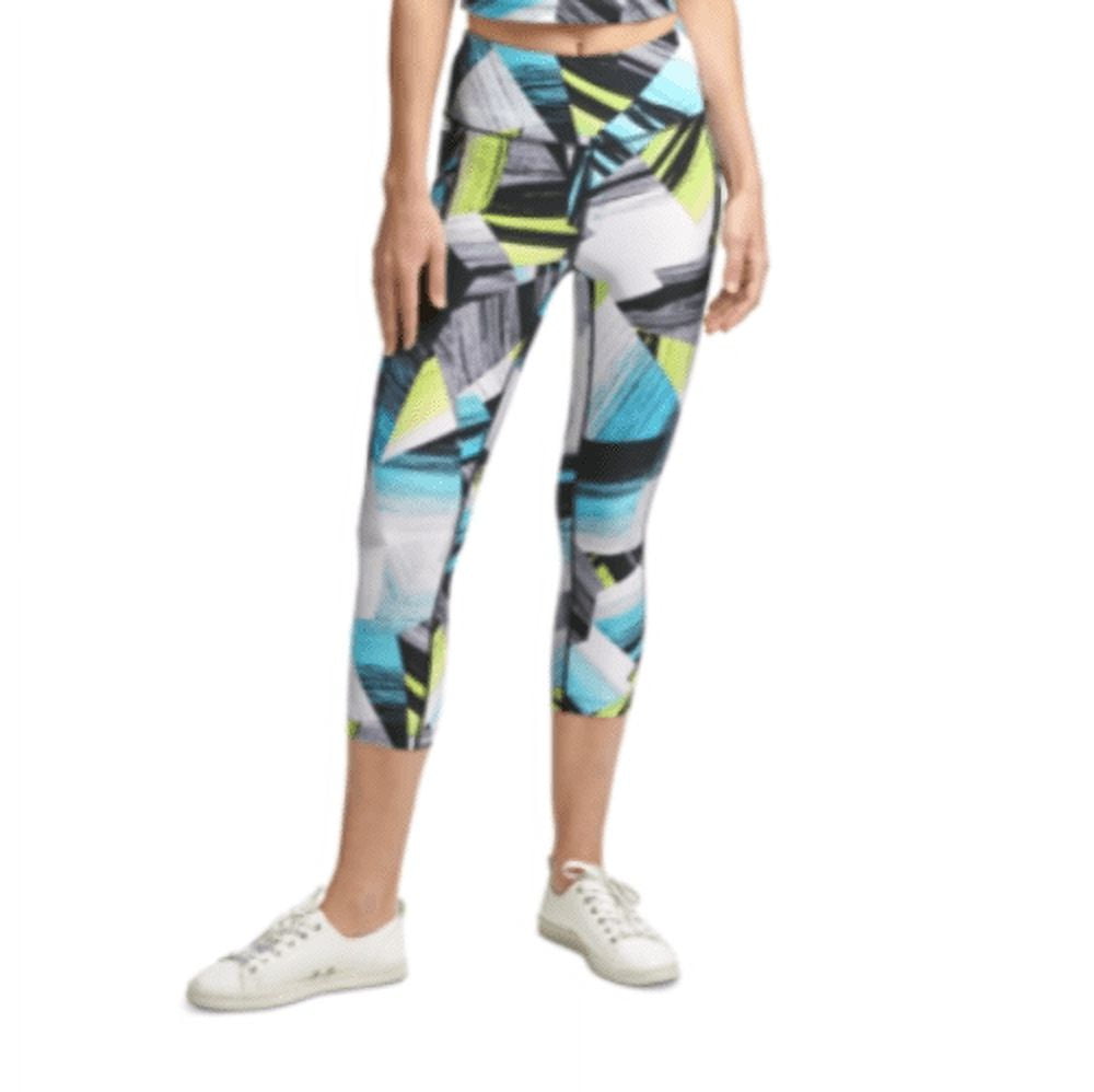 Calvin Klein Womens Prism Green Glow Multi Printed 7/8 Cropped Leggings ...
