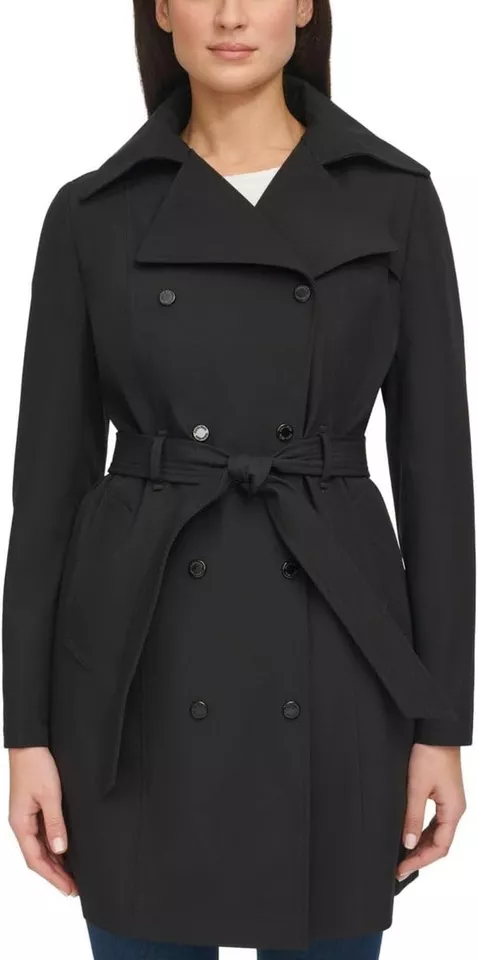 Calvin Klein Women's Trench Coat Belted Jacket Detachable Hood - Walmart.com