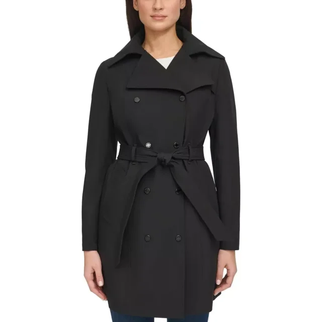 Calvin Klein Women's Trench Coat Belted Jacket Detachable Hood - Walmart.com