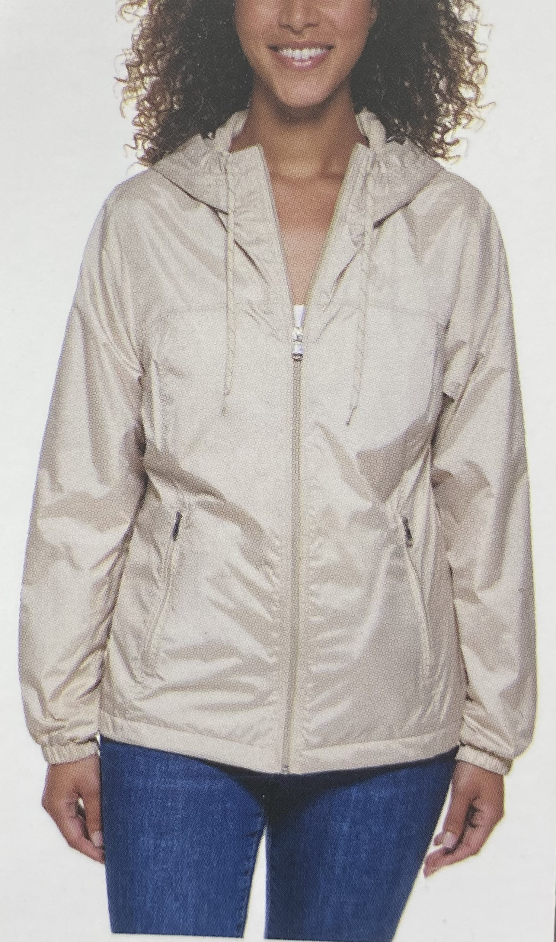 Calvin Klein Women's Zip Front Windbreaker Hooded Jacket, Putty Small ...