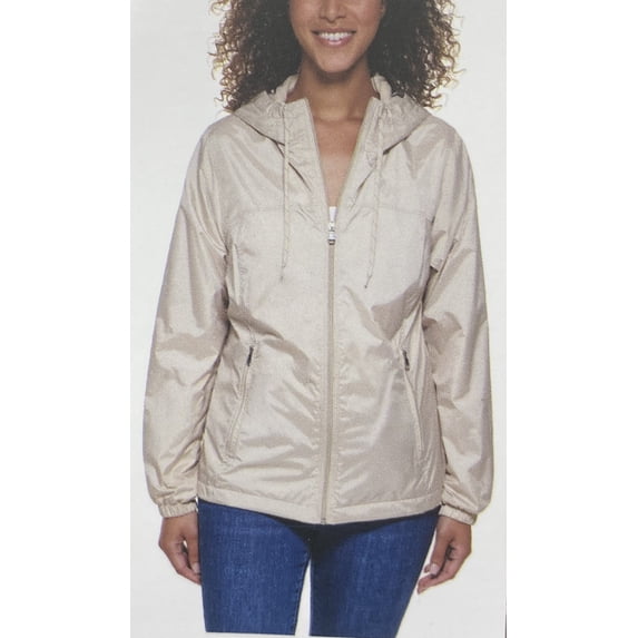Calvin Klein Women's Zip Front Windbreaker Hooded Jacket, Putty Small ...