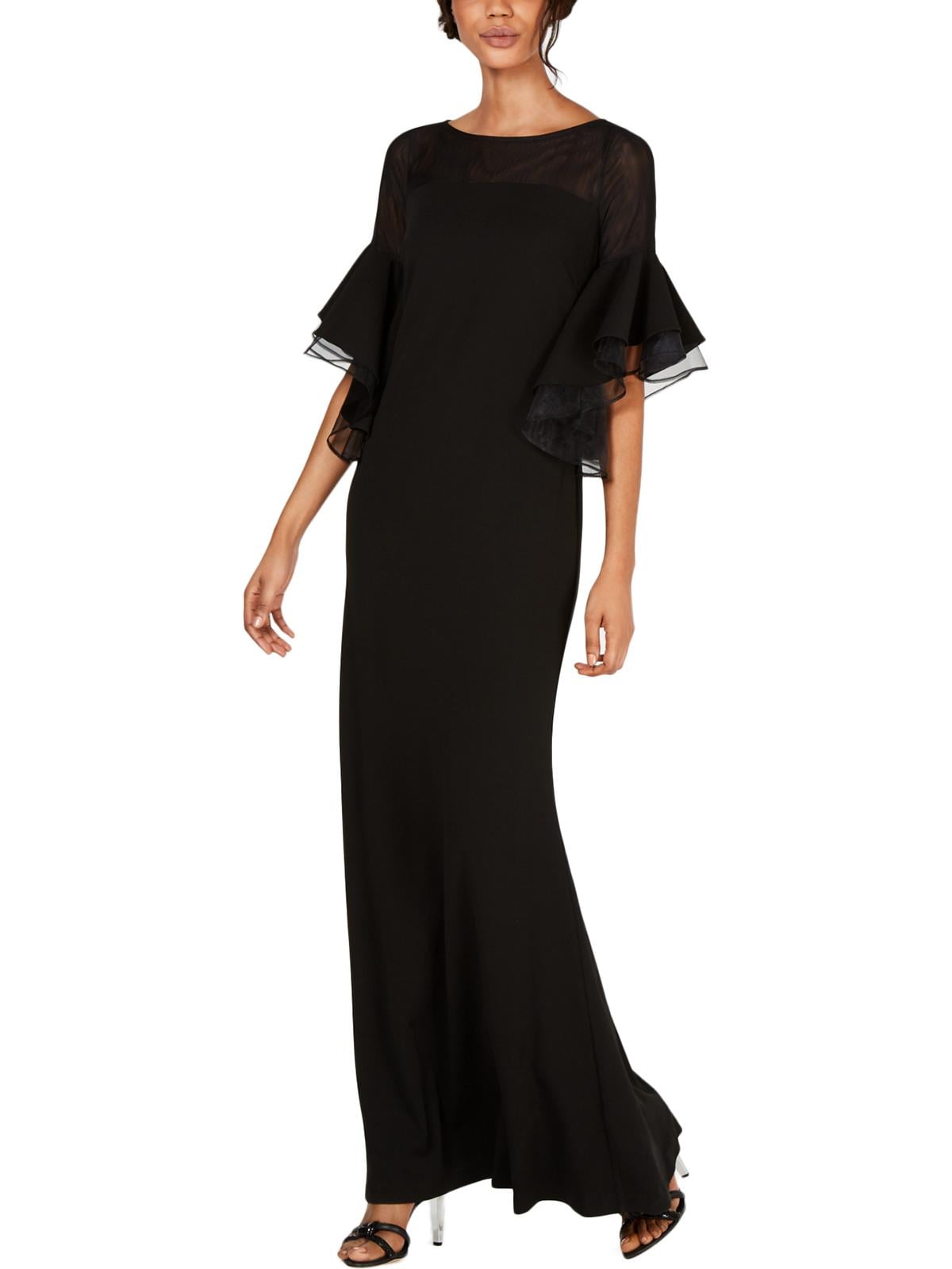 Calvin Klein Womens Bell Sleeve Formal Evening Dress Black 4 - Walmart.com