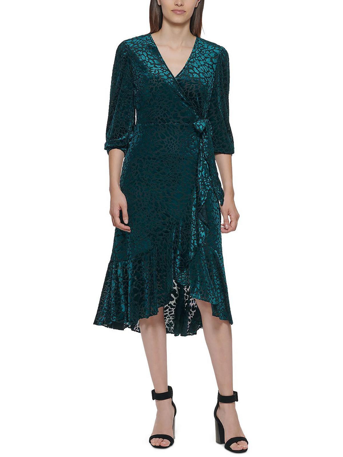 Calvin Klein Womens Burnout Velvet Wrap Dress - Walmart.com
