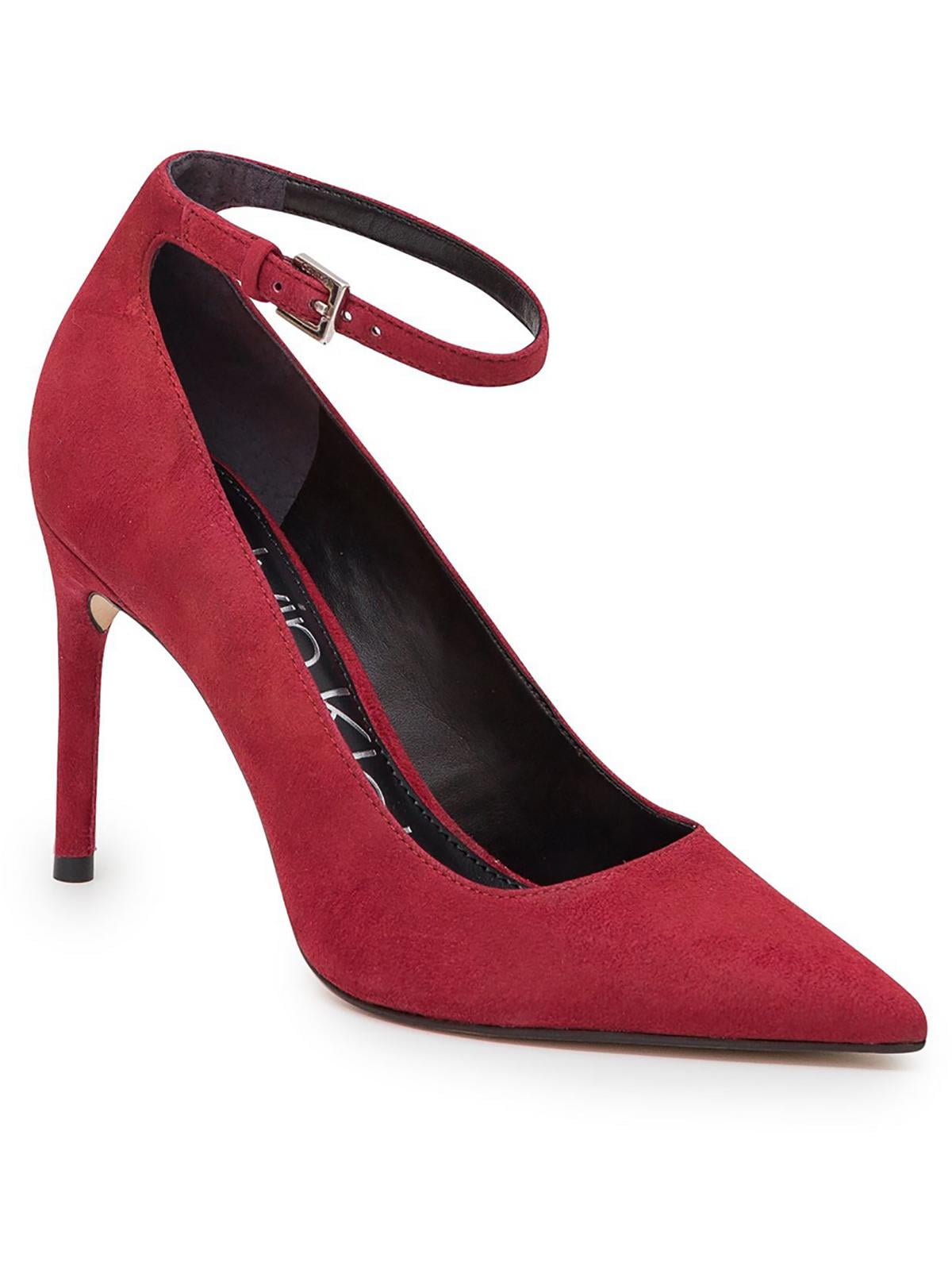 Calvin Klein Womens Demma Suede Ankle Strap Loafer Heels - Walmart.com