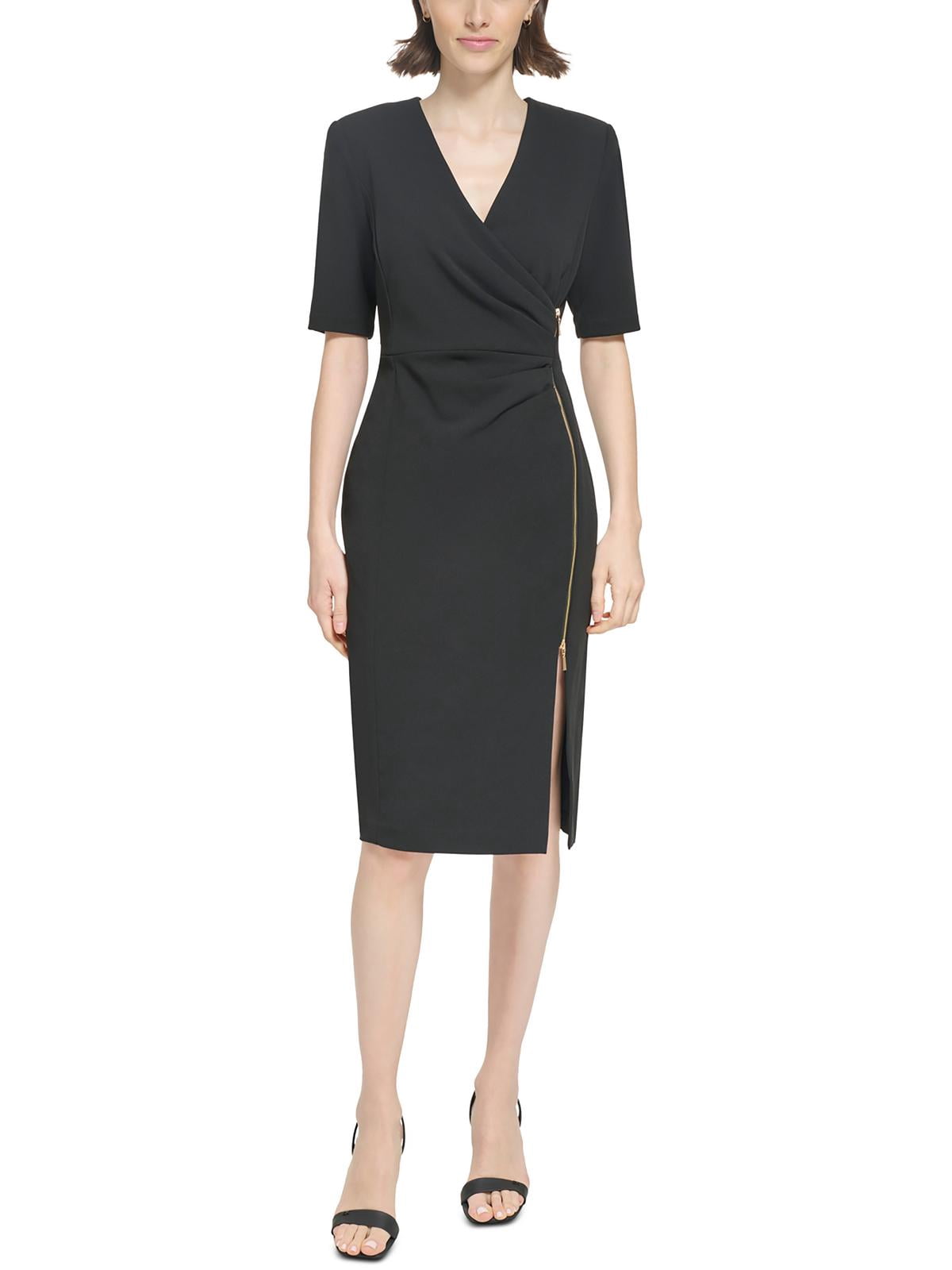 Calvin Klein Womens Georgette Gathered Sheath Dress - Walmart.com