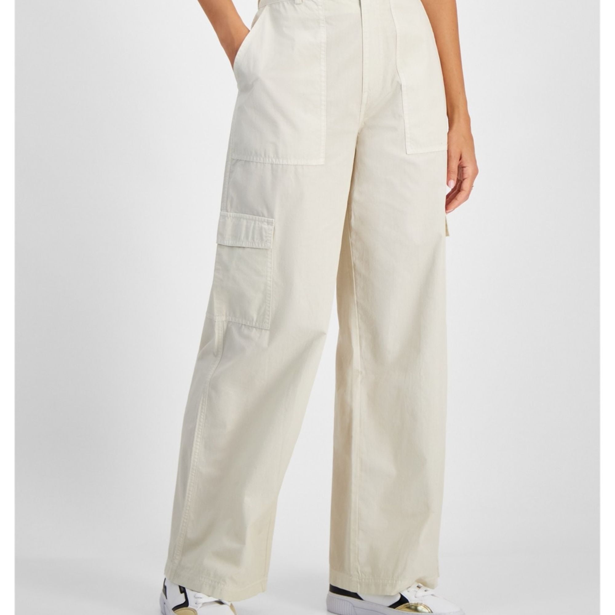 Calvin Klein Womens Light Weight Cargos Casual Cargo Pants, Beige, 8 ...