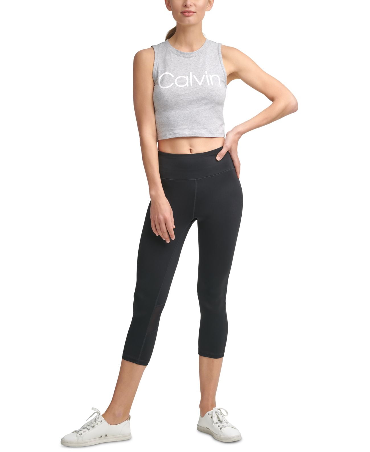 Calvin Klein Womens Performance Cropped Logo Top - Walmart.com
