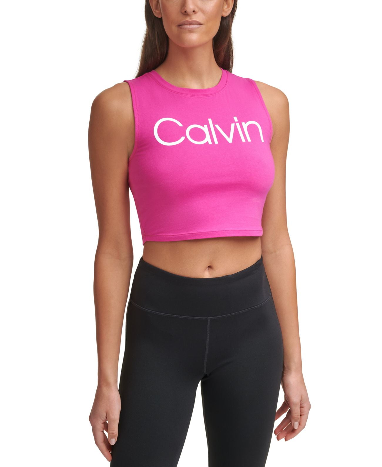 Calvin Klein Womens Performance Cropped Logo Top - Walmart.com