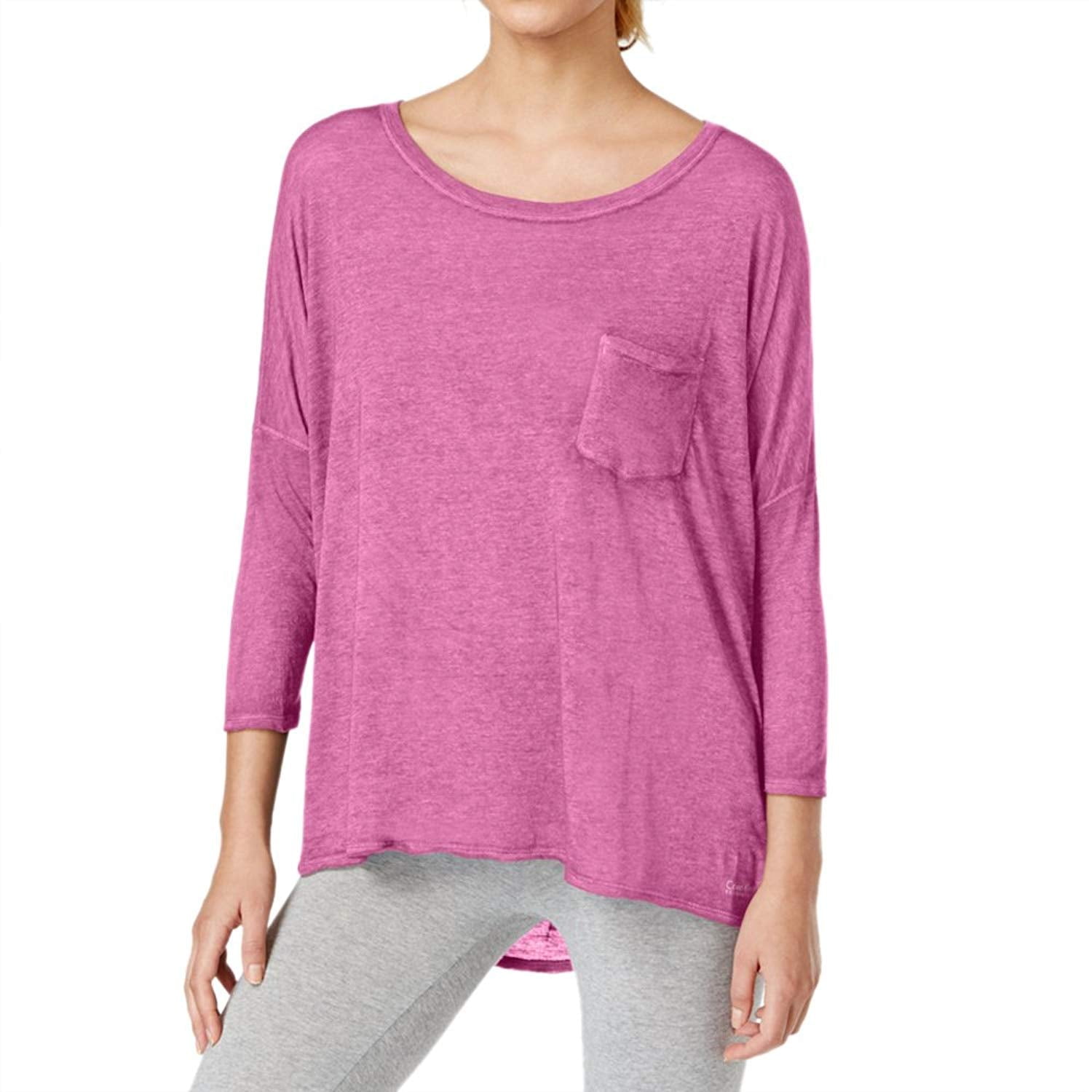 Calvin Klein Womens Performance Three Quarter Sleeve High Low T-Shirt ...