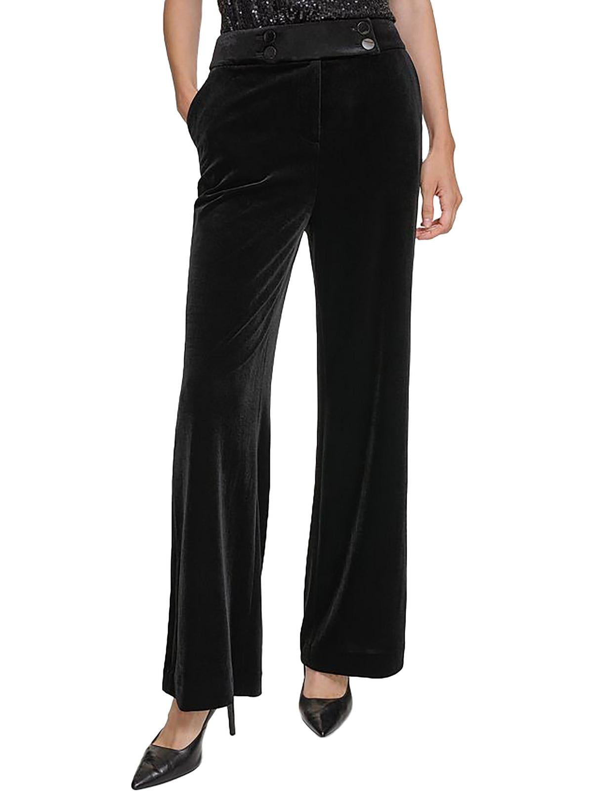 Calvin Klein Womens Petites Whitney Solid Velvet Wide Leg Pants ...