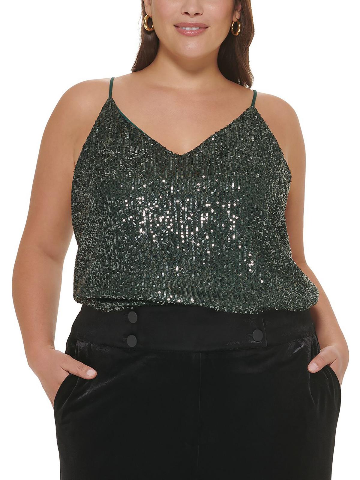 Calvin Klein Womens Plus Sequined V Neck Cami - Walmart.com