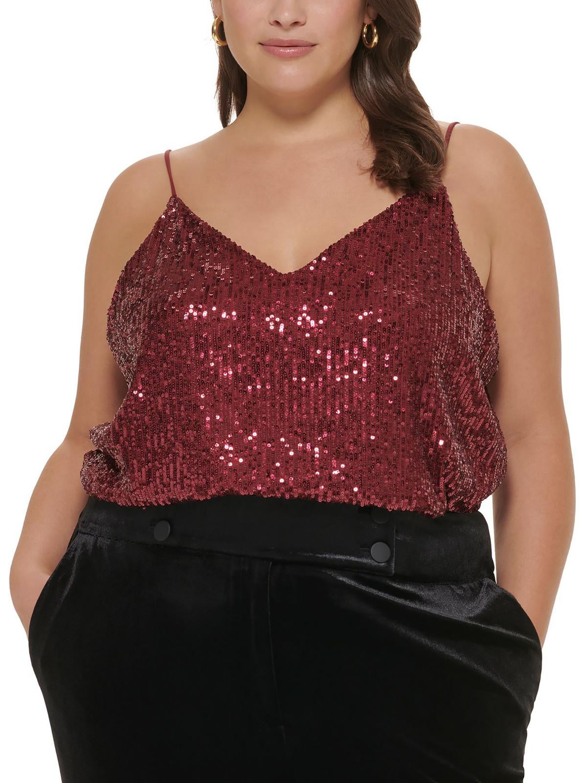 Calvin Klein Womens Plus Sequined V Neck Cami - Walmart.com