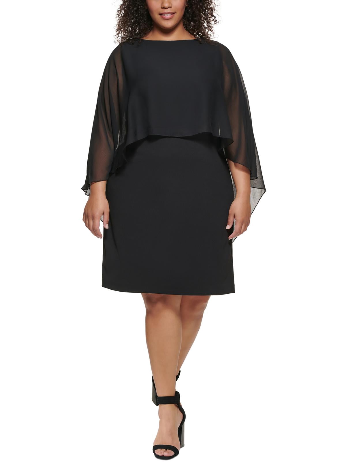 Calvin Klein Womens Plus Sheer Popover Shift Dress - Walmart.com