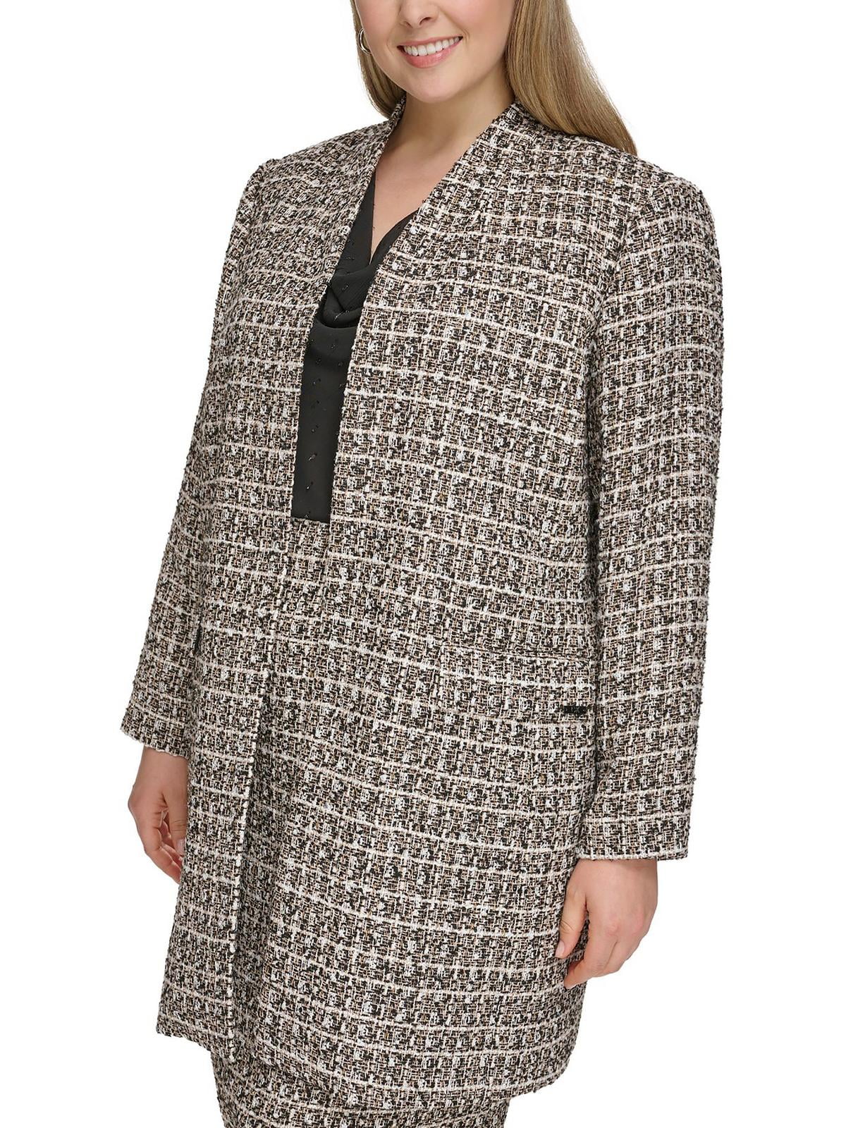 Calvin Klein Womens Plus Tweed Open Front Duster Blazer - Walmart.com