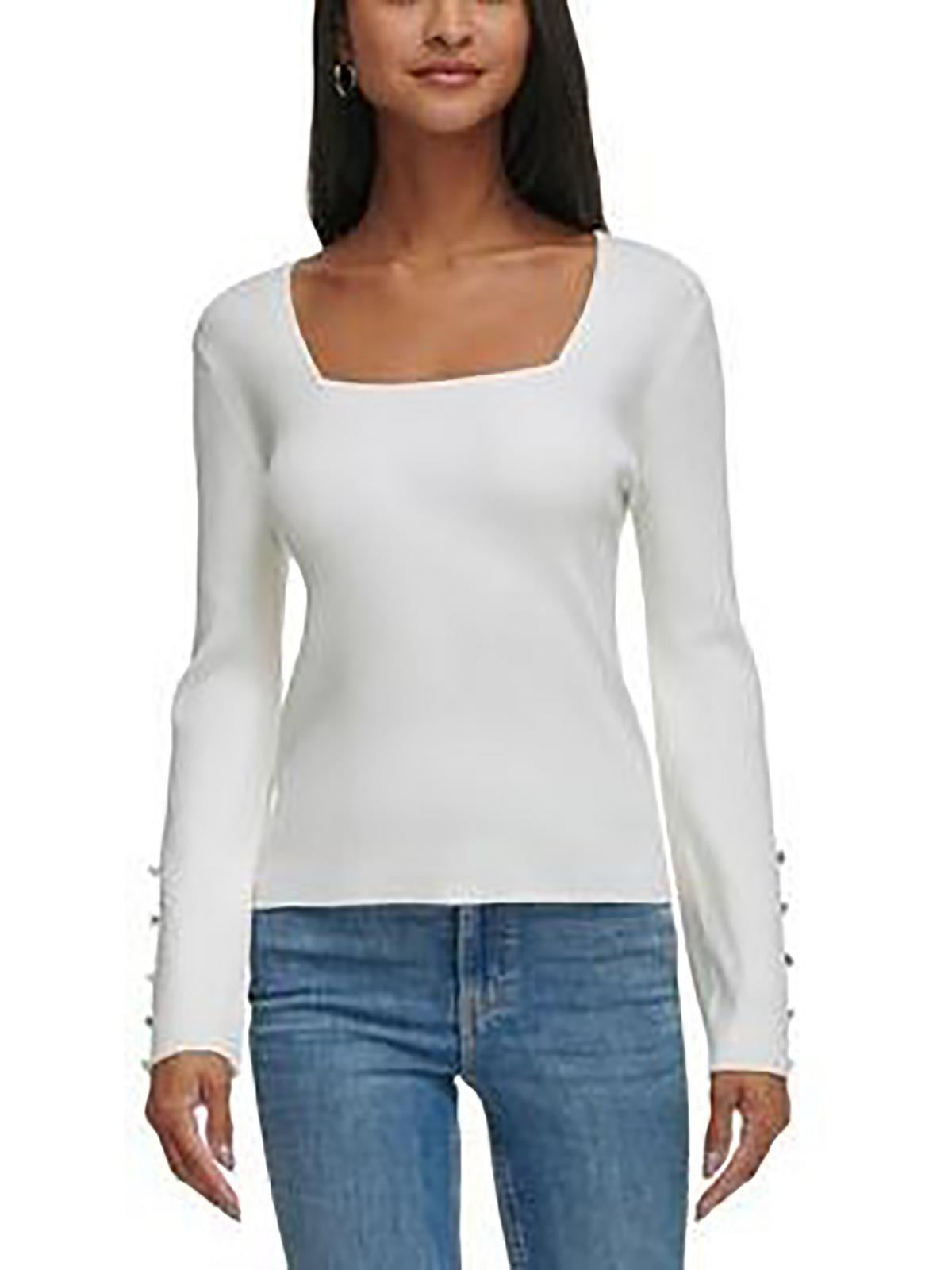 Calvin Klein Womens Button Ribbed Knit Pullover Sweater - Walmart.com