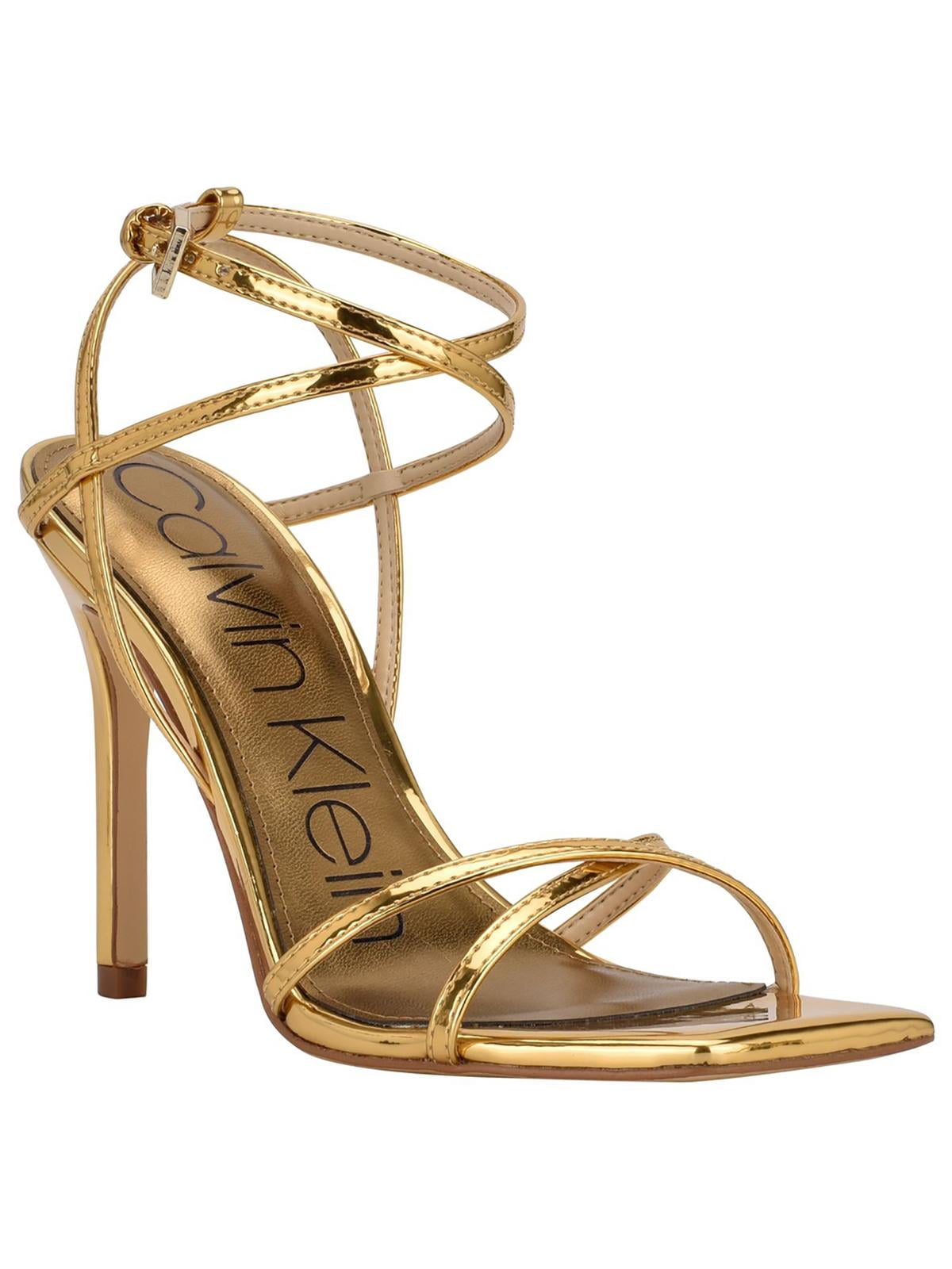 Calvin Klein Womens Tegin Faux Leather Ankle Strap Heels - Walmart.com