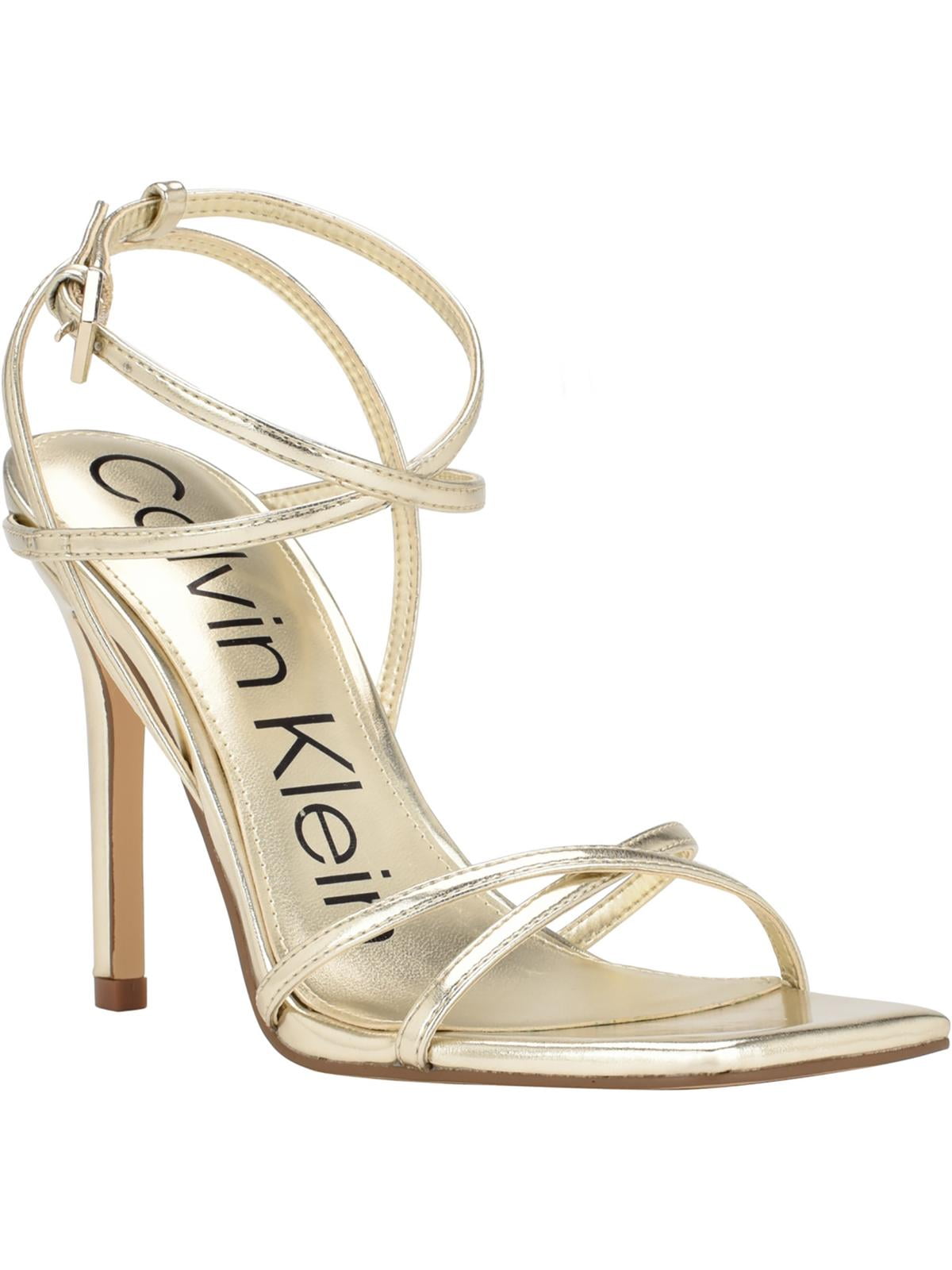 Calvin Klein Womens Tegin Faux Leather Ankle Strap Heels - Walmart.com