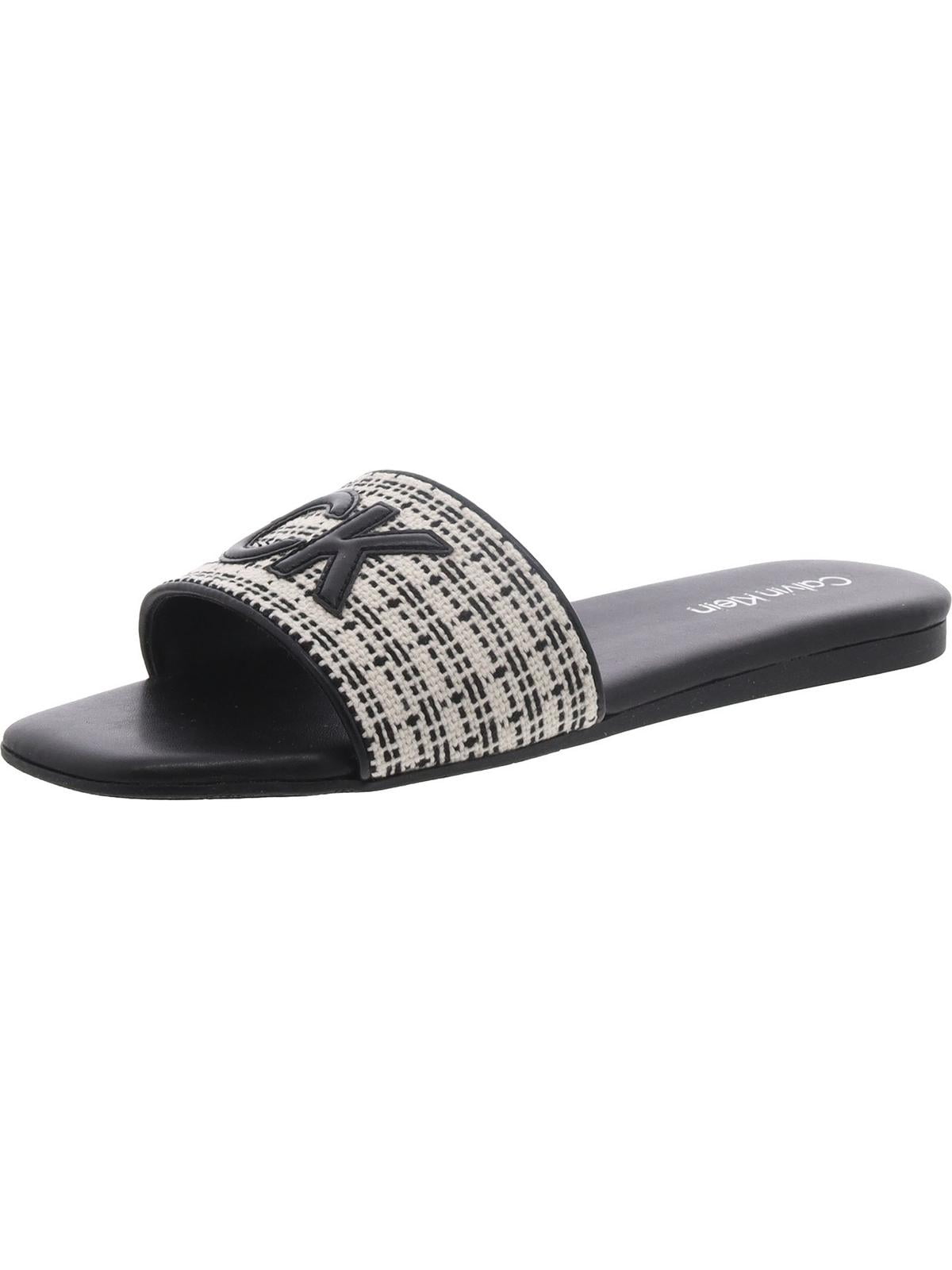 Calvin Klein Womens Yides Logo Textured Slide Sandals - Walmart.com