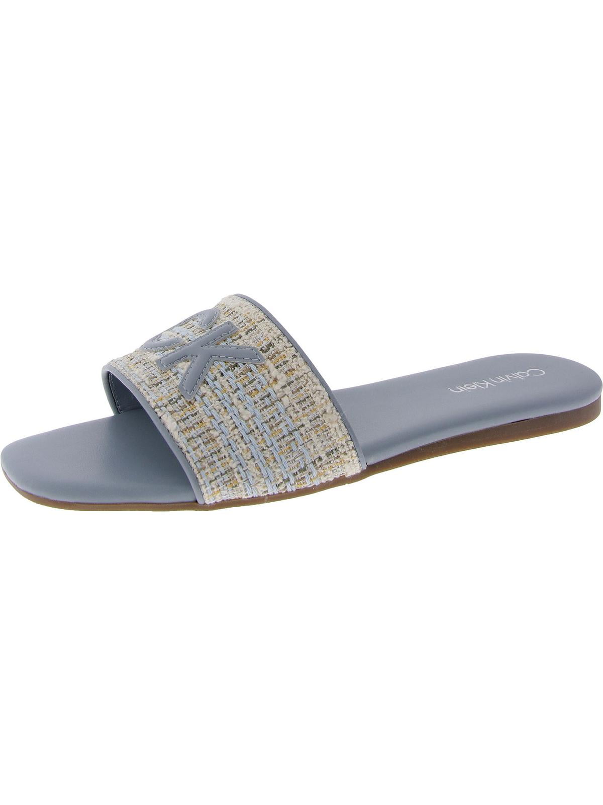 Calvin Klein Womens Yides Logo Textured Slide Sandals - Walmart.com