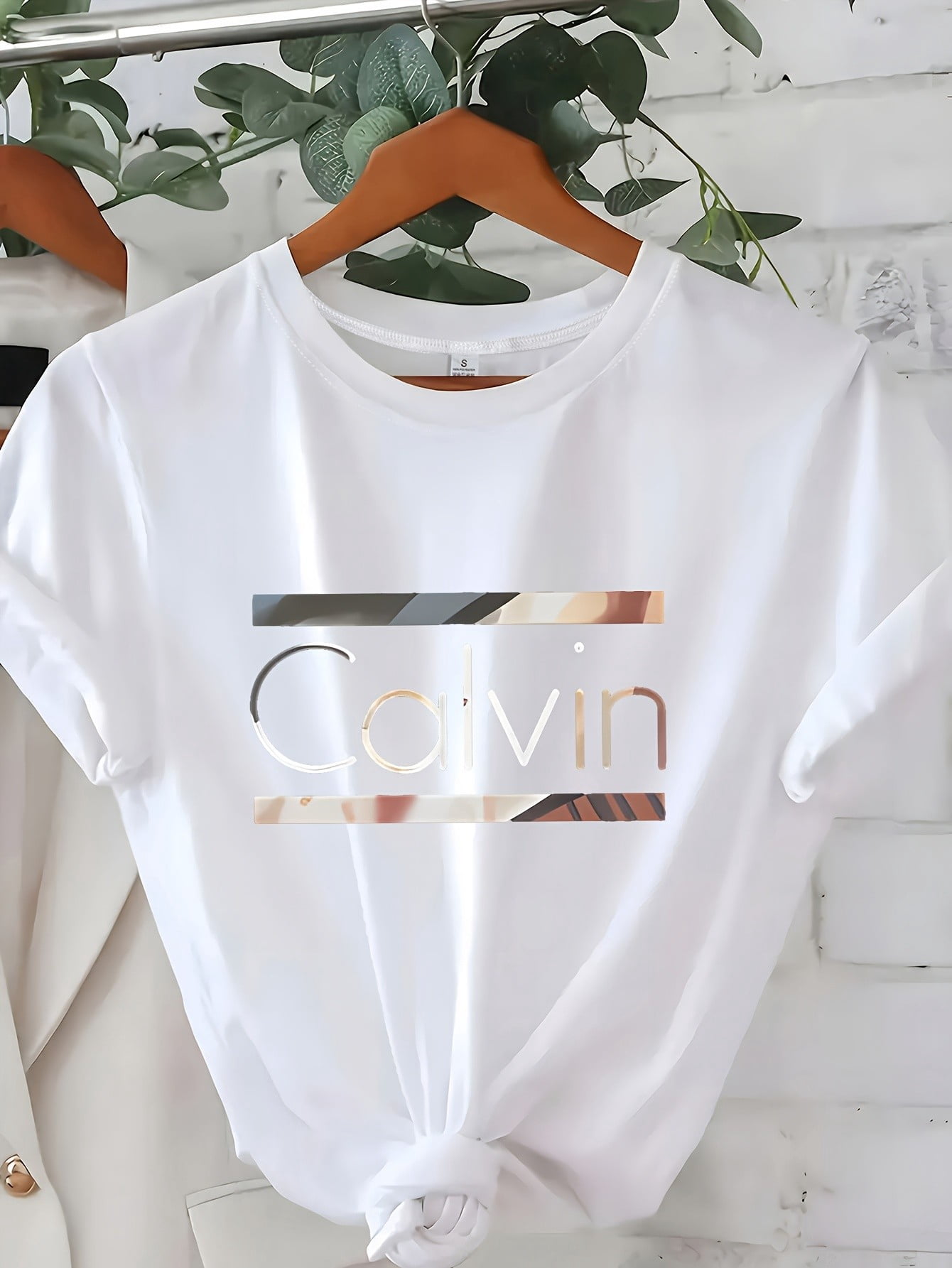 Calvin Women's Casual Short Sleeve T-Shirt with Bold CALVIN Letter ...