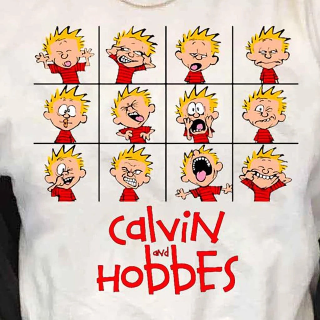 Calvin and Hobbes Emotions white T-shirt Unisex tee All sizes S-5Xl ...