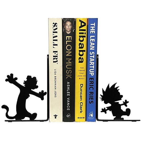 Calvin and Hobbes bookends, Metal Book ends for shelf, Decorative ...